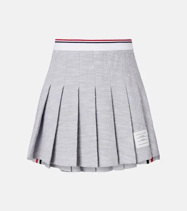 Thom Browne Pleated Cotton-blend Tweed Miniskirt