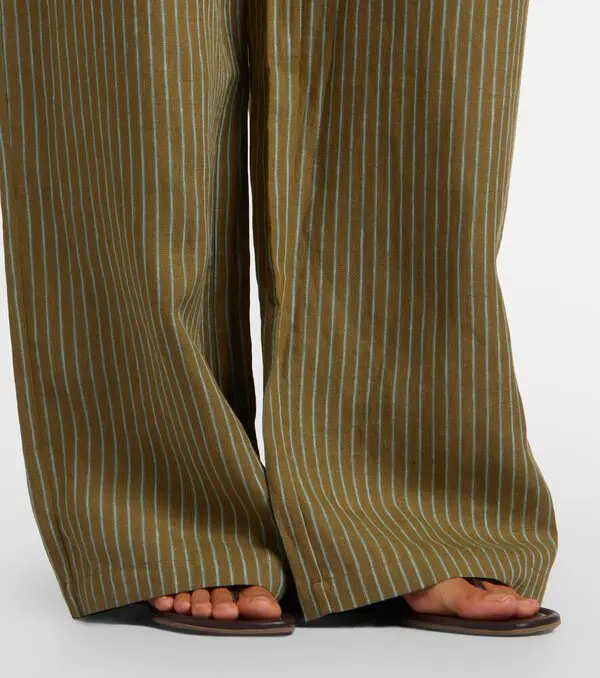 Staud Mateo Pinstripe Linen Wide-leg Pants