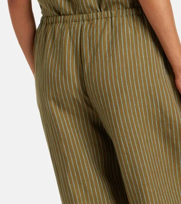 Staud Mateo Pinstripe Linen Wide-leg Pants