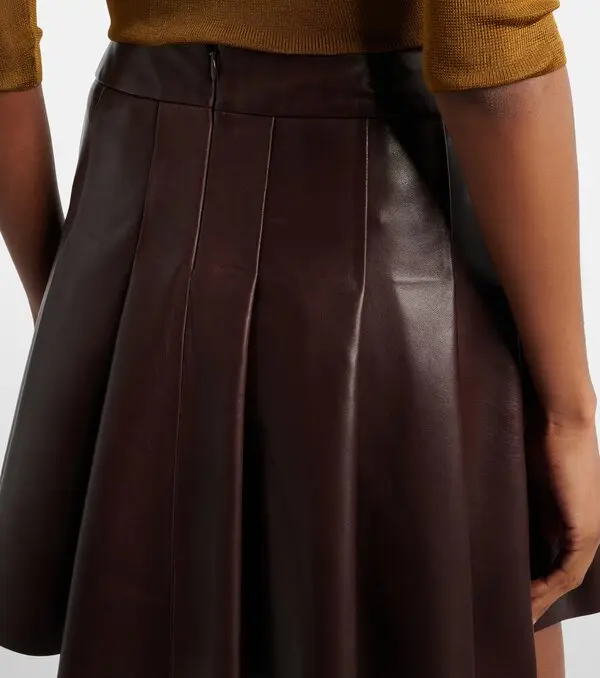 Nour Hammour Pleated Leather Miniskirt