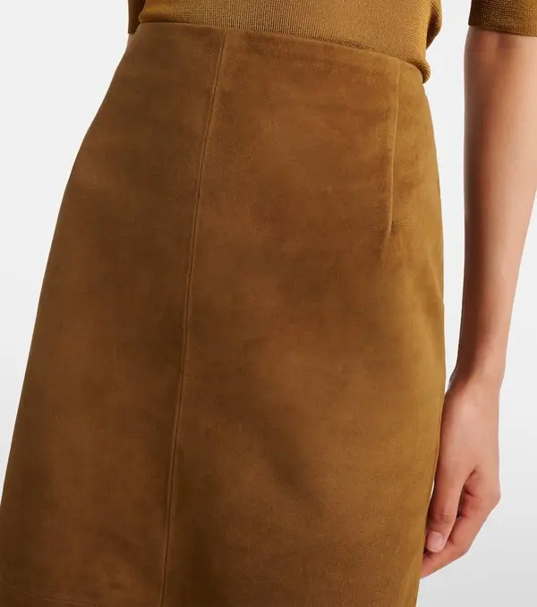 Nour Hammour Suede Midi Skirt - Brown