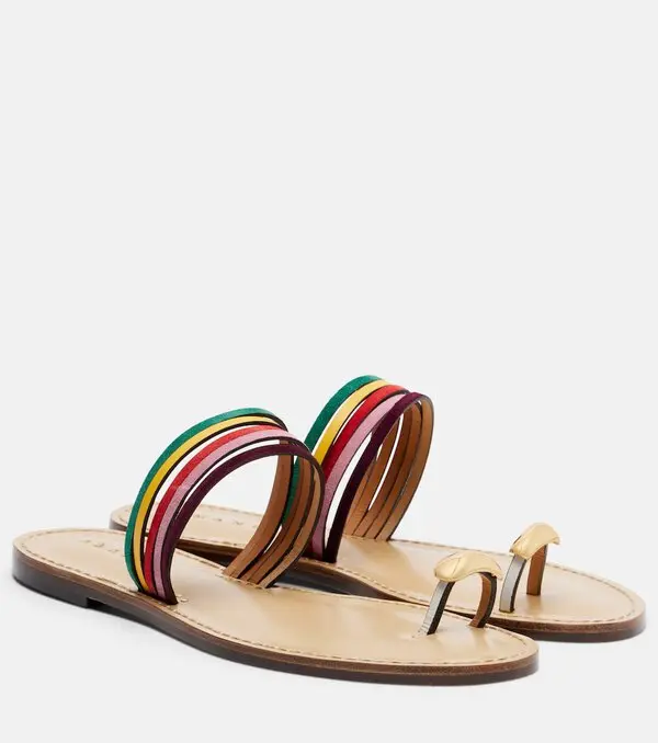 AMANU Lusaka Leather Thong Sandals - Multicoloured