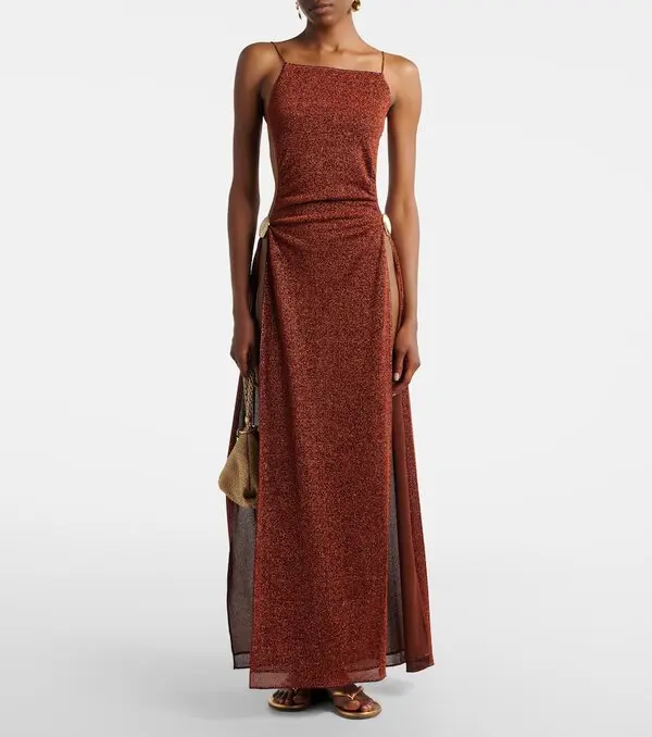 Oseree Lumiere Shell Open-back Maxi Dress