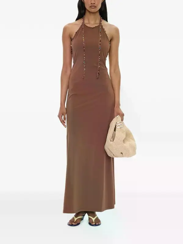 Christopher Esber Beach Quartz Halterneck Long Dress - Brown