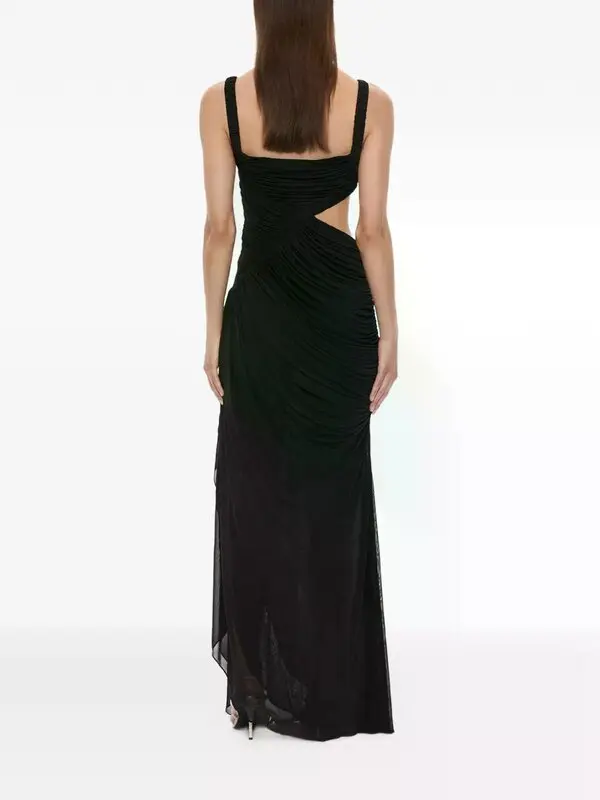Christopher Esber Theia Squared Ruched Cutout Maxi Dress - Black