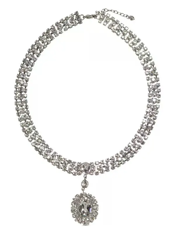 JENNIFER BEHR Sylvie Necklace With Crystal Pendant - Silver