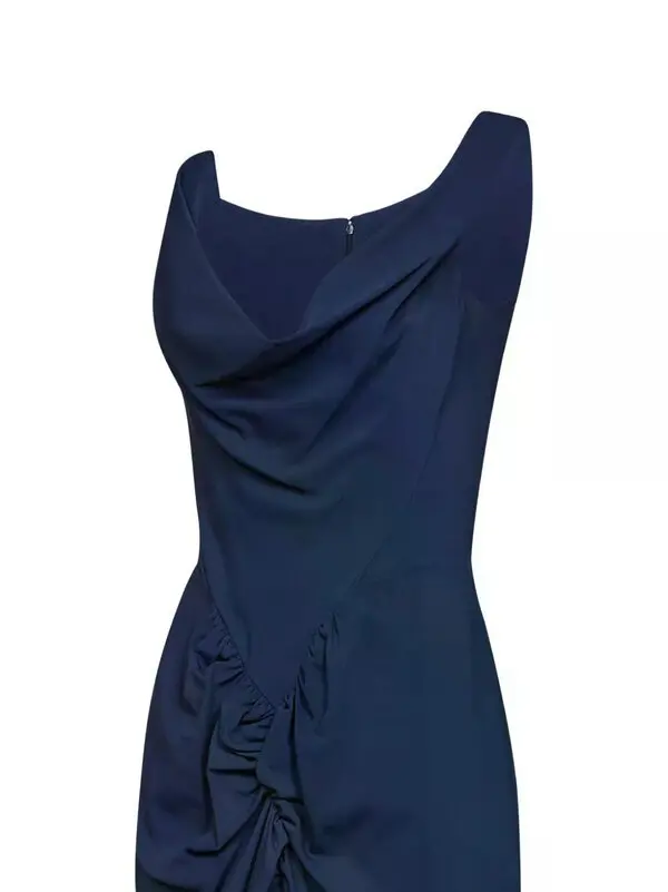 VIVIENNE WESTWOOD Navy Draped Asymmetric Midi Dress - Blue