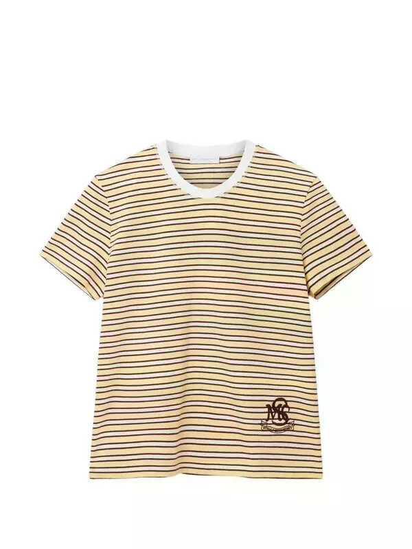 Stella McCartney Striped Logo Patch T-shirt - Yellow