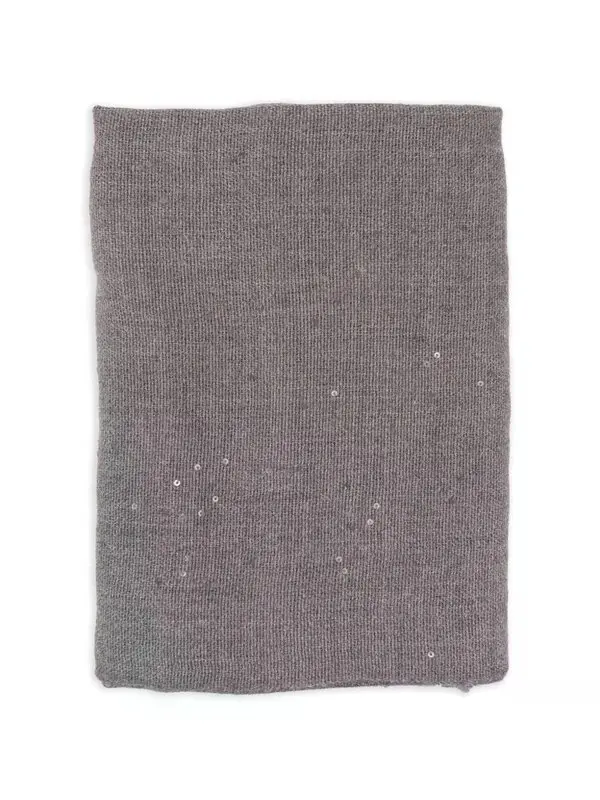 Brunello Cucinelli Sequin-embellished Frayed Scarf - Grey