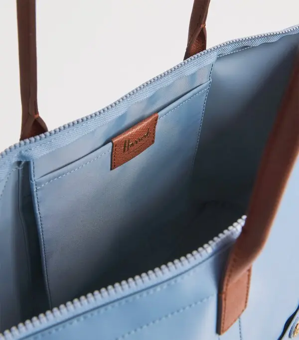 Harrods Medium Nylon Tote Bag With Leather Trim