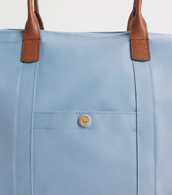 Harrods Medium Nylon Tote Bag With Leather Trim