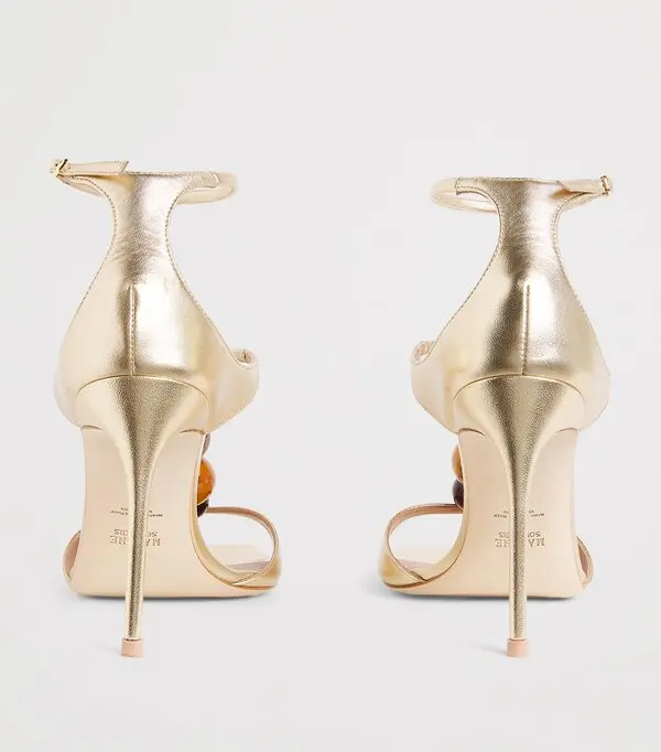 MALONE SOULIERS Metallic Leather Beaded Leia 90 Sandals - Gold