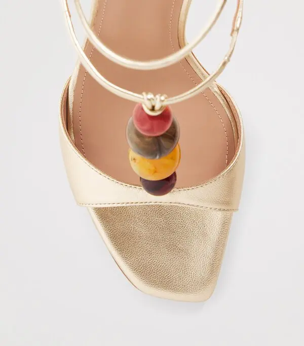 MALONE SOULIERS Metallic Leather Beaded Leia 90 Sandals - Gold