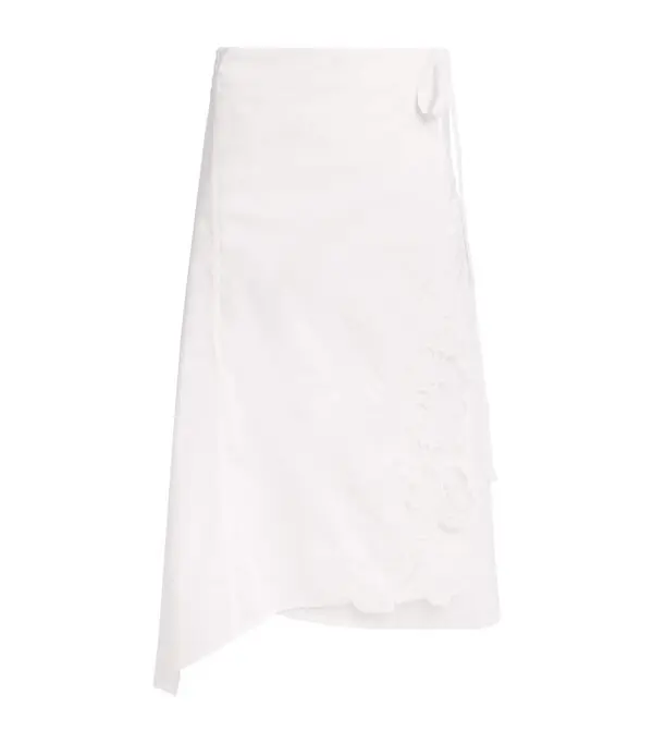 SIR. Klara Embroidered Cotton Midi Wrap Skirt - Ivory
