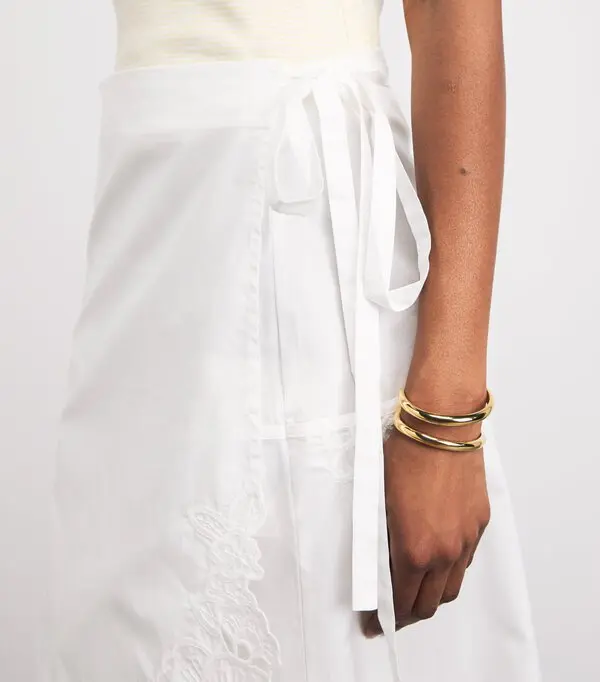SIR. Klara Embroidered Cotton Midi Wrap Skirt - Ivory