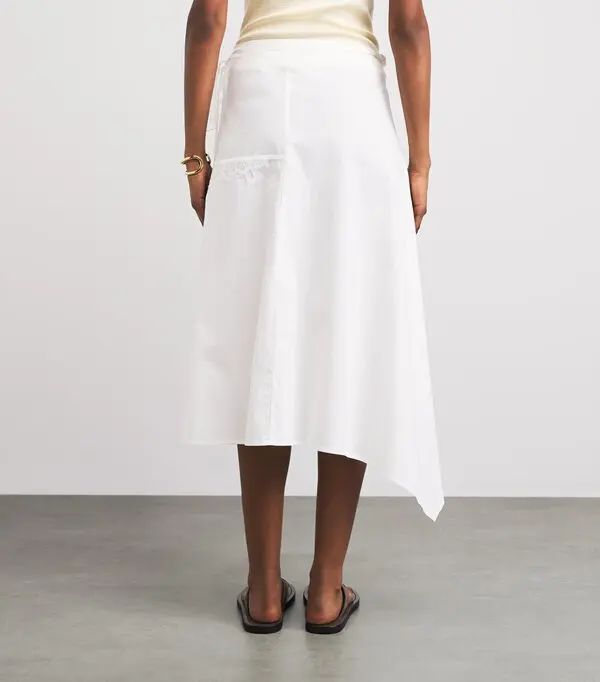 SIR. Klara Embroidered Cotton Midi Wrap Skirt - Ivory