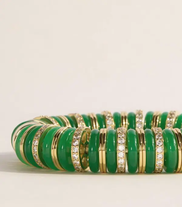 Eddie Borgo Gold-plated Jade, Malachite And Pavé Crystal Lenox Bracelet