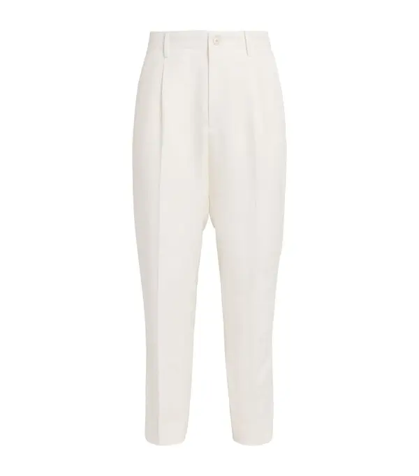 Canali Linen-silk Straight Fit Suit Trousers - Beige