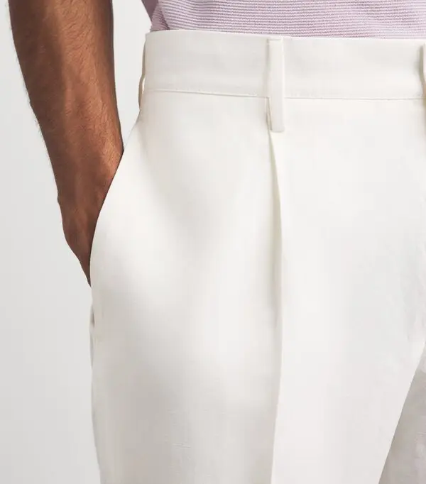 Canali Linen-silk Straight Fit Suit Trousers - Beige