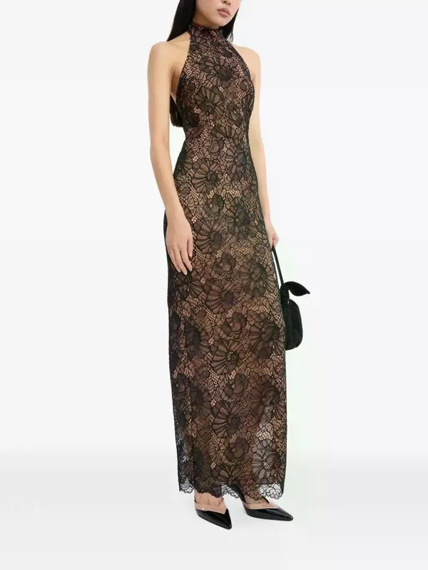 ROTATE BY BIRGER CHRISTENSEN Lace Halterneck Maxi Dress