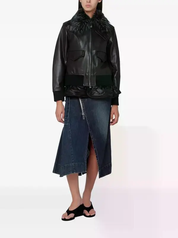 Sacai Zip Detail Flared Hem Skirt