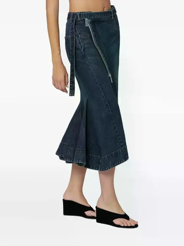 Sacai Zip Detail Flared Hem Skirt