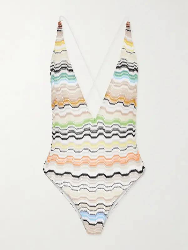 Missoni Mare Striped Crochet-knit Swimsuit - Multi