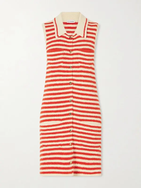 Altuzarra Mamie" Striped Cotton-blend Bouclé Mini Dress - Red