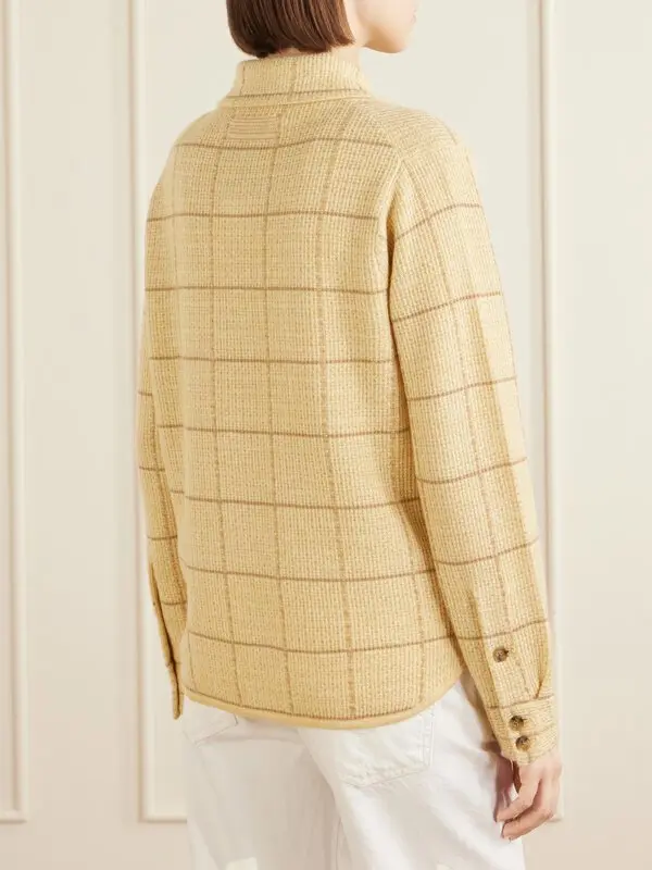 Guest In Residence Dylan Checked Knitted Cashmere And Linen-blend Shirt