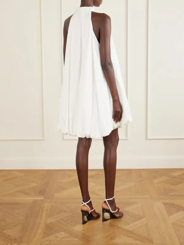 Alaïa Halterneck Cotton-poplin Balloon Mini Dress - White
