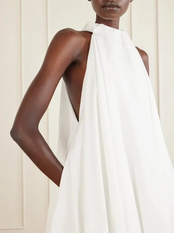 Alaïa Halterneck Cotton-poplin Balloon Mini Dress - White