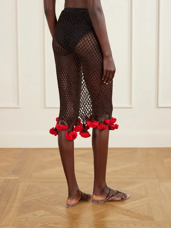 Alaïa Embellished Crocheted Midi Skirt