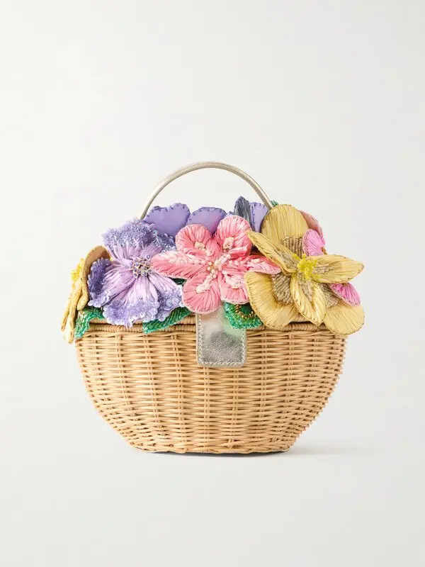 Judith Leiber Flower Basket Crystal-embellished Clutch - Neutrals