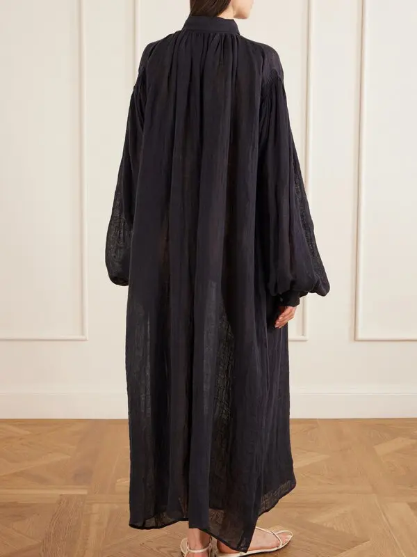LES VACANCES D’IRINA Carmen Linen Maxi Dress