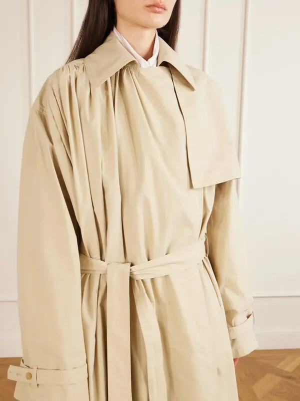 Calvin Klein Mireille Ruched Cotton-gabardine Trench Coat