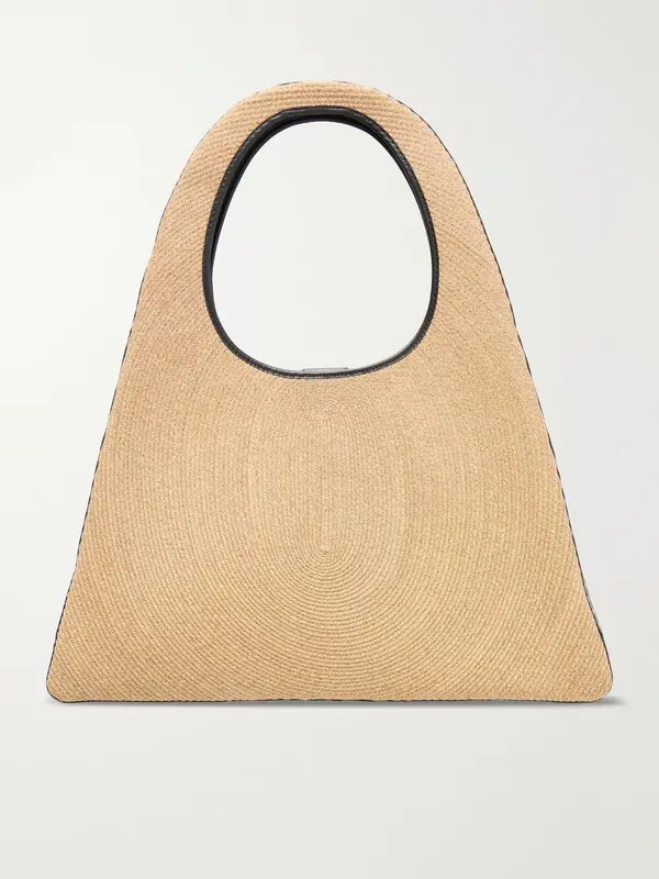 Alaïa Leather-trimmed Paper Straw Shoulder Bag