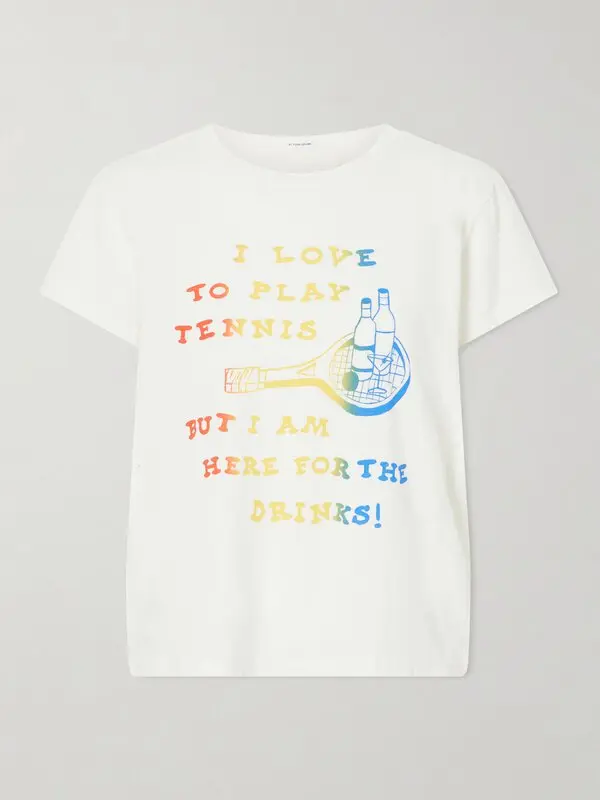 MOTHER The Boxy Goodie Goodie Printed Cotton-jersey T-shirt - White