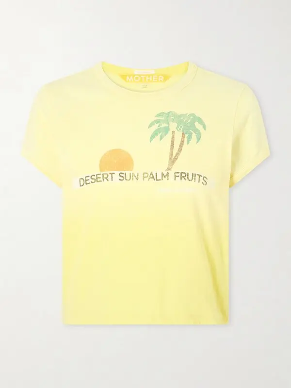MOTHER Itty Bitty Ringer Printed Cotton-jersey T-shirt - Yellow