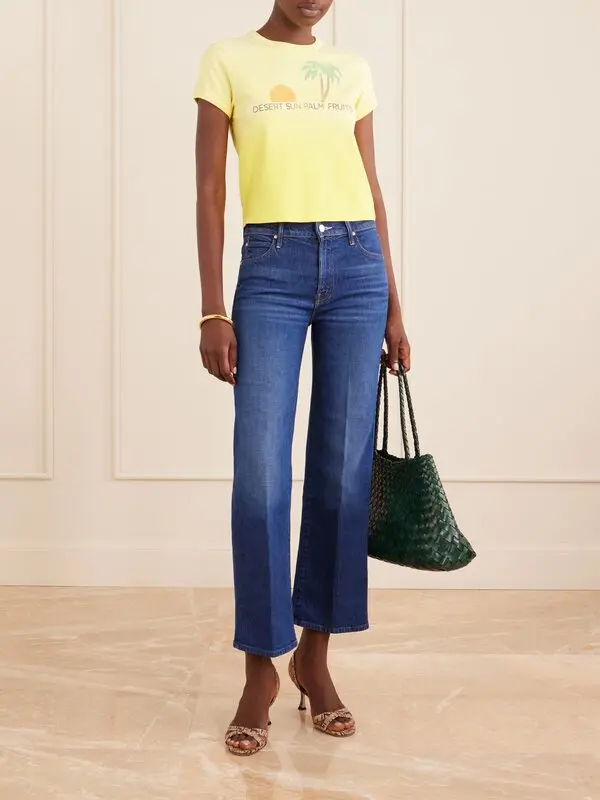 MOTHER Itty Bitty Ringer Printed Cotton-jersey T-shirt - Yellow