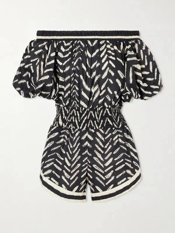 Johanna Ortiz Printed Off-the-shoulder Playsuit