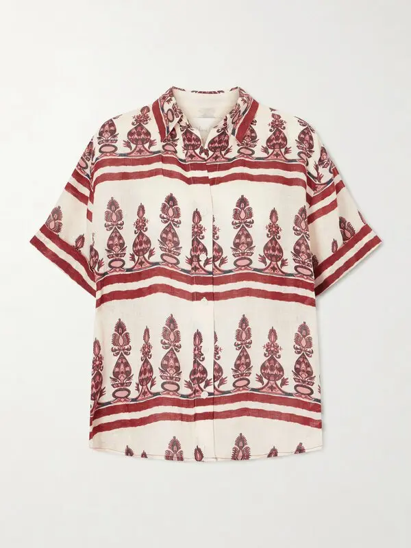 Johanna Ortiz Roots" Printed Linen Shirt - Neutrals