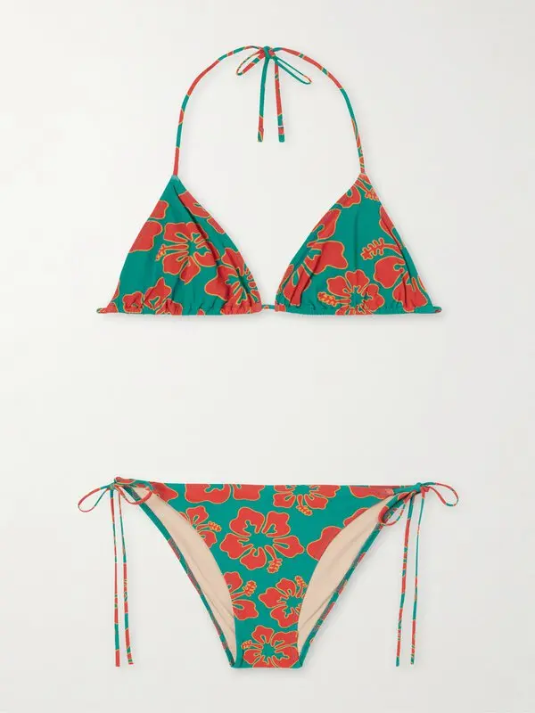 LIDO Venti Printed Triangle Halterneck Bikini - Green