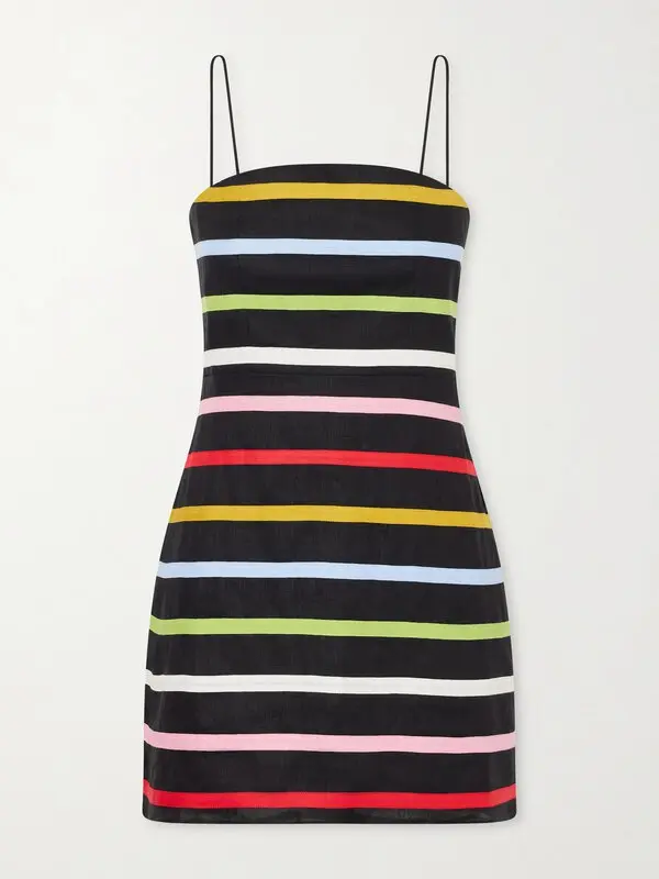 CALA DE LA CRUZ Roma Striped Linen Mini Dress
