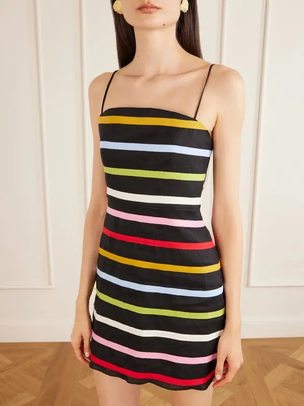 CALA DE LA CRUZ Roma Striped Linen Mini Dress