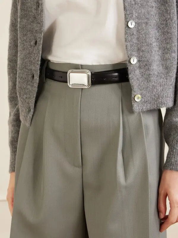 DEHANCHE Cendrine Leather Belt With Engraved Silver-tone Buckle