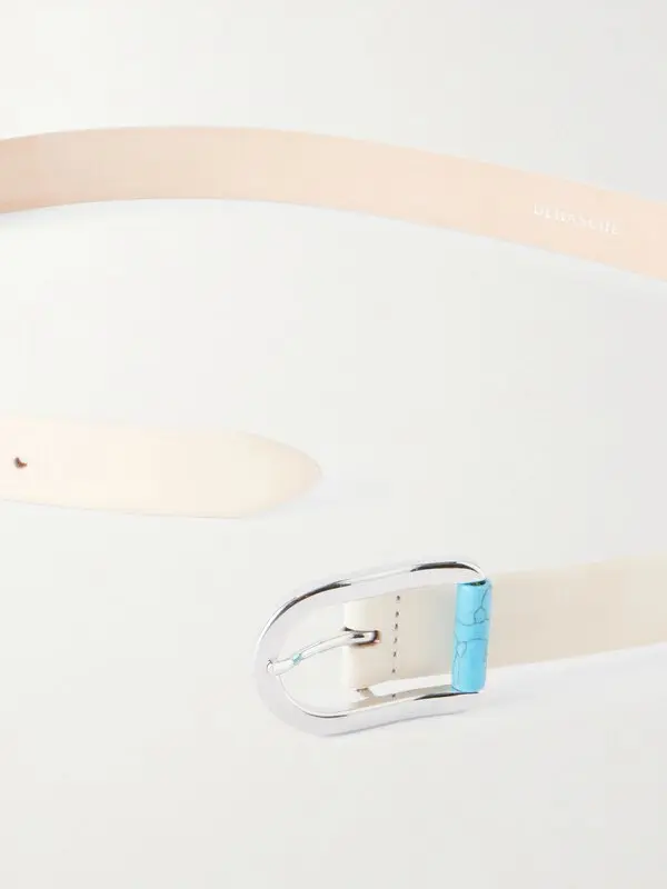 DEHANCHE Mija Leather Belt With Turquoise Embellishment - Neutrals