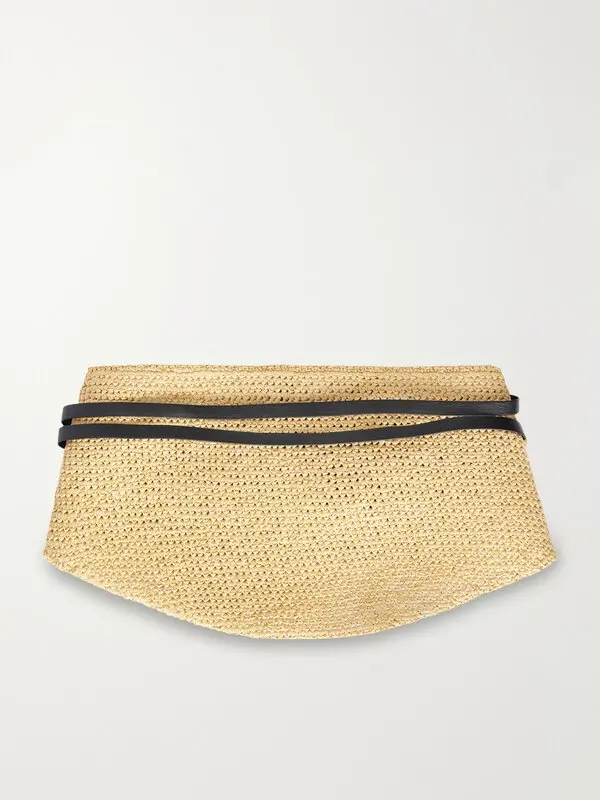 DEHANCHE Undone Leather-trimmed Raffia Belt