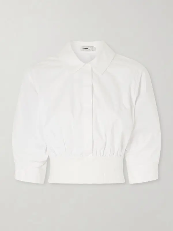 Simkhai Stiles Gathered Cotton-poplin Shirt - White