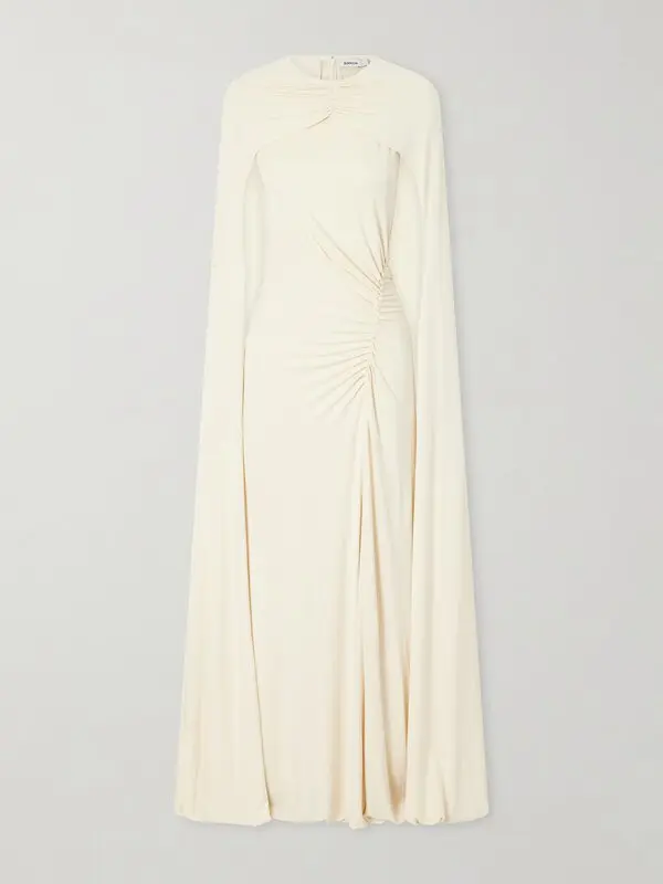 Simkhai Cape-effect Gathered Jersey Gown