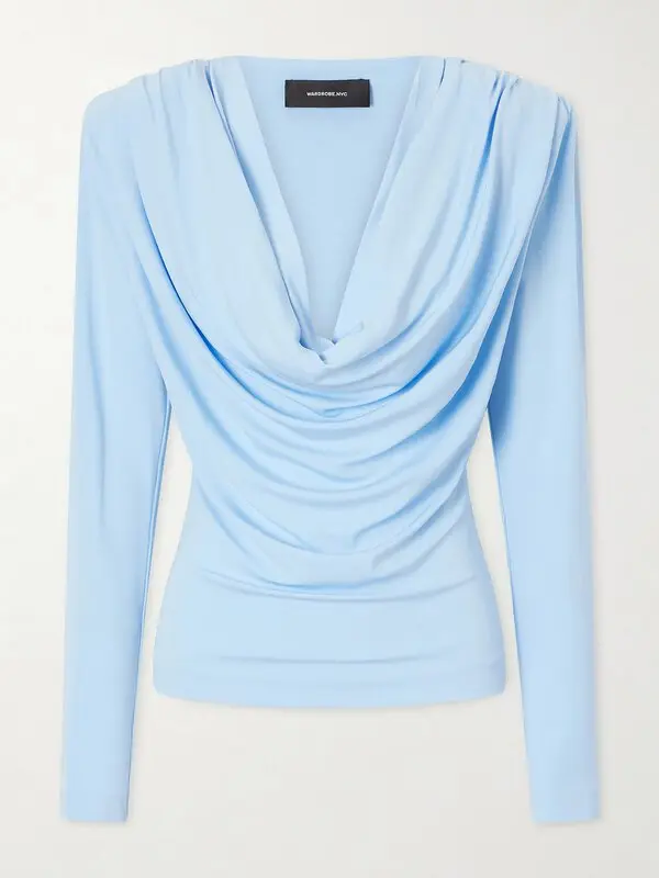 Wardrobe.NYC Draped Crepe-jersey Top - Blue
